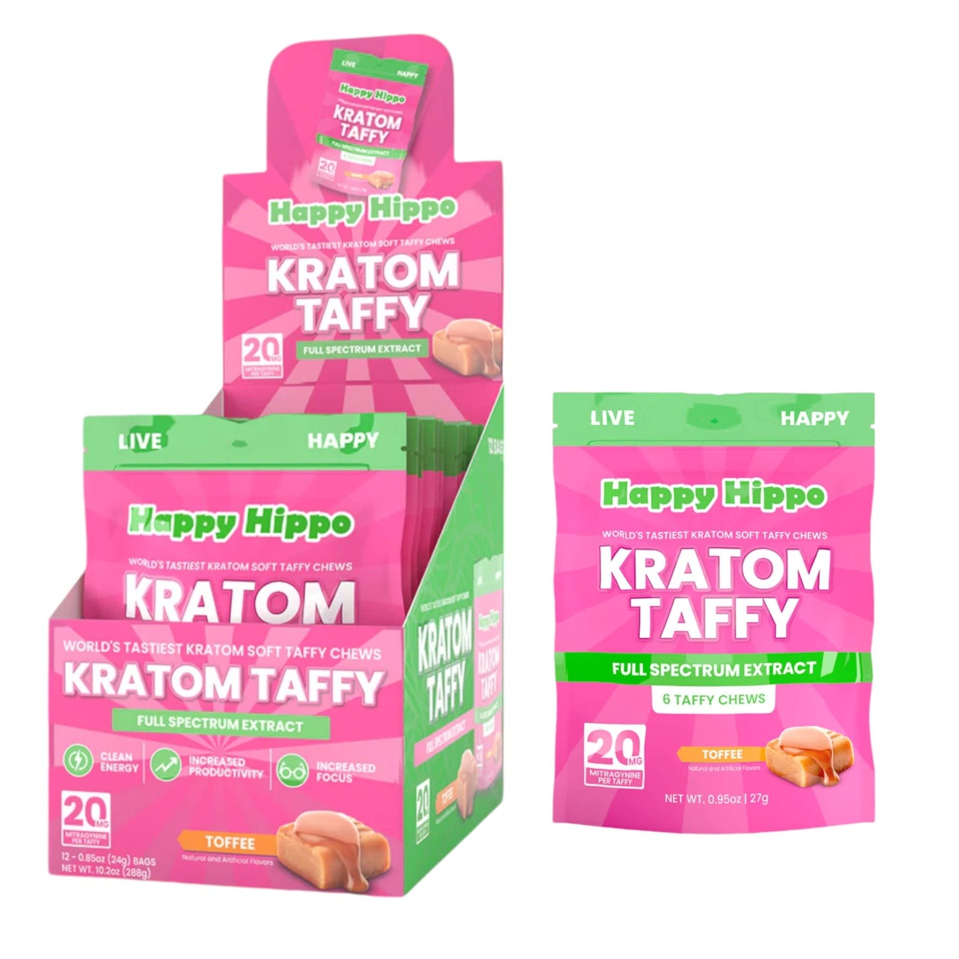 Happy Hippo | Kratom Extract Taffy | 6ct - 20mg Each - Buy Kratom & 7OH ...